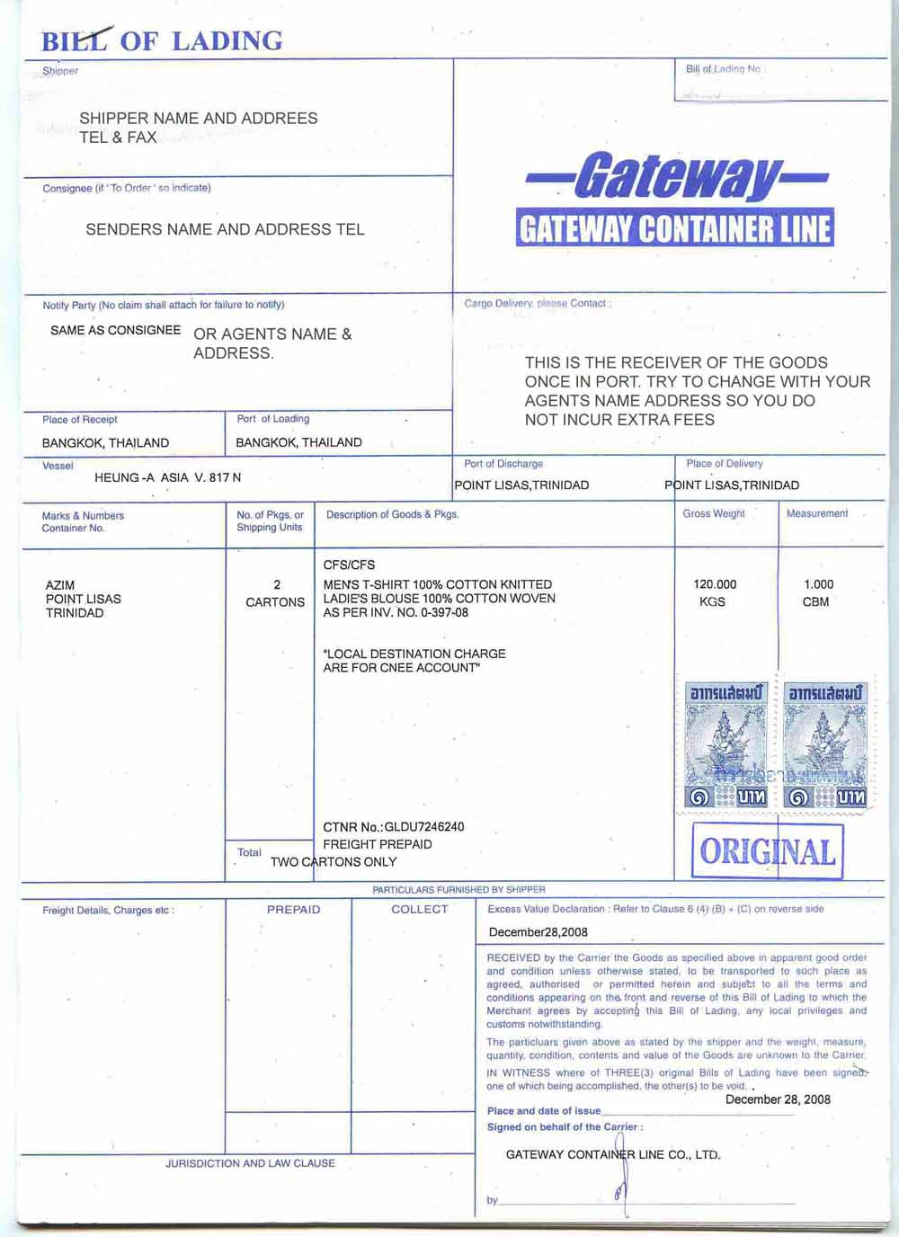Thailand Bill Of Lading And What It Means In Thailand Thailand Bill Of Lading And What It Means In Thailand